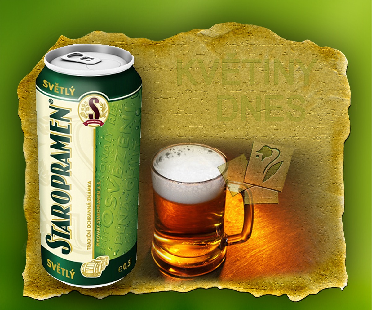 Pivo Staropramen plech